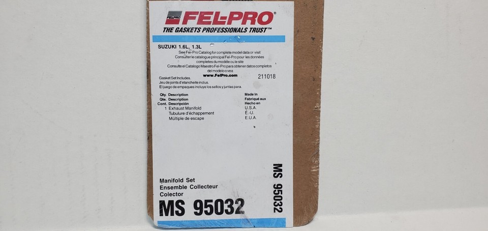 Exhaust Manifold Gasket Set-VIN: 6, 16 Valves Fel-Pro MS 95032 new. | eBay