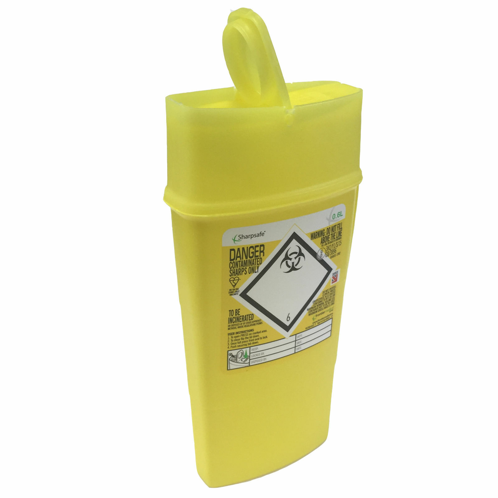 SHARPSAFE YELLOW BIO HAZARD BLADE SYRINGE NEEDLE CLINICAL WASTE SHARPS ...