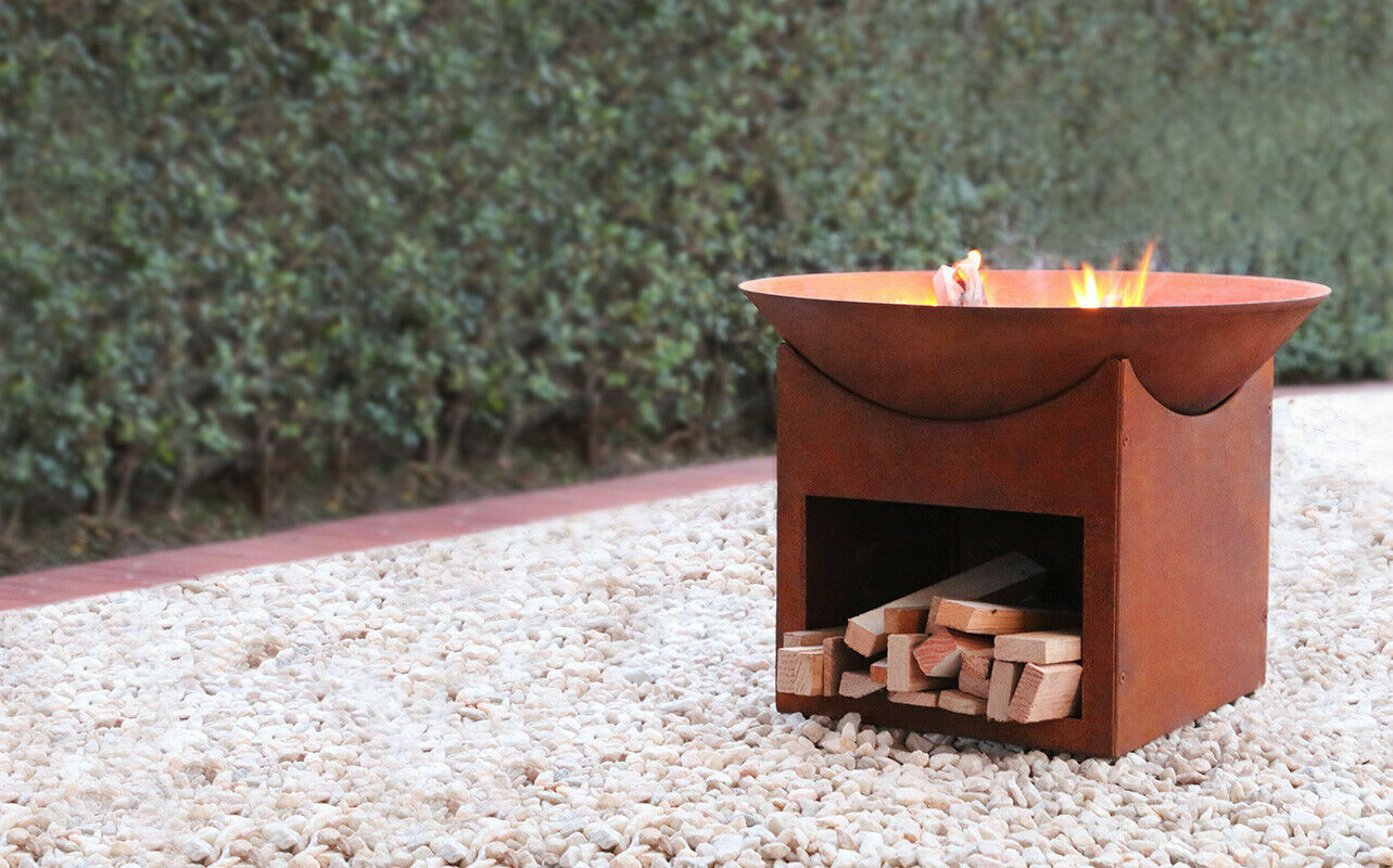 Glow Tambo Round Steel Fire Pit Decorative Outdoor Party BBQ Rust ...