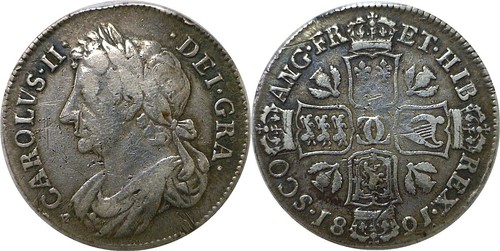 1681 Scotland Charles II Silver Merk (1/4 Dollar) Fine + Details KM ...