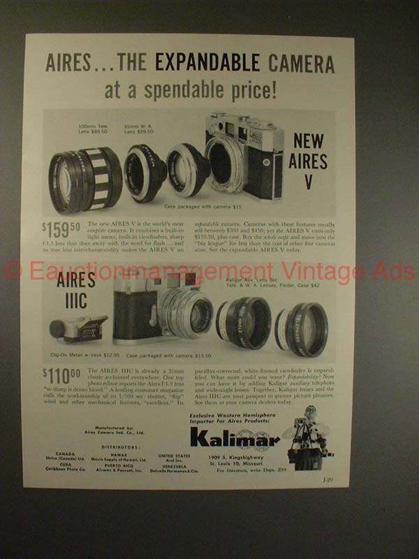 1959 Aires V & IIIC Camera Ad - Expandable, Spendable! | eBay