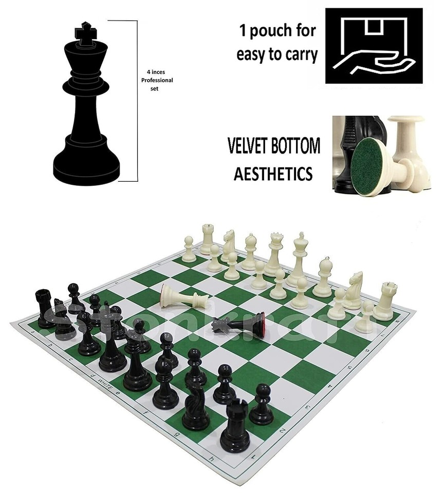 17x17'' Tournament Chess Vinyl Foldable Chess Game With Solid Plastic ...