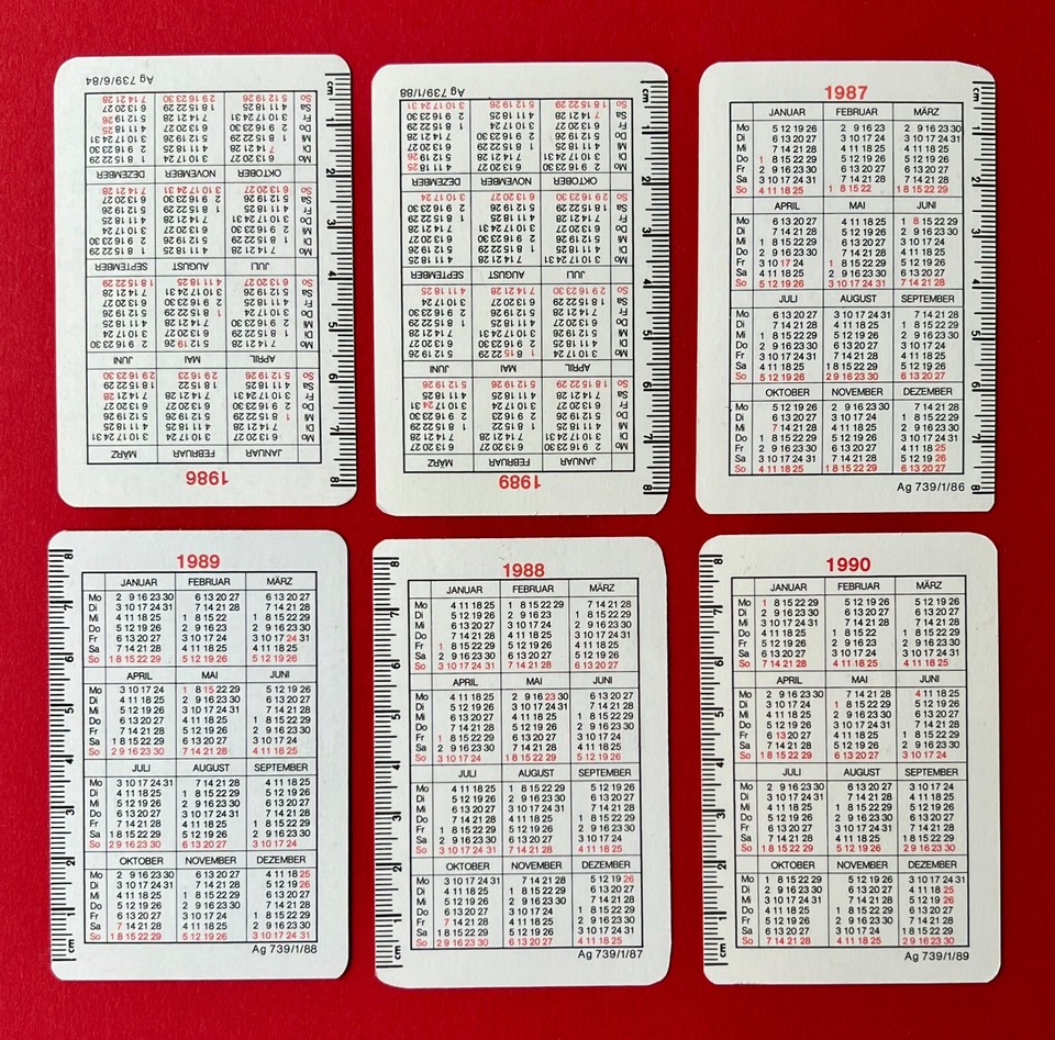 6 x GDR advertising pocket calendar 1986 - 90 VEB combination ILKA ...