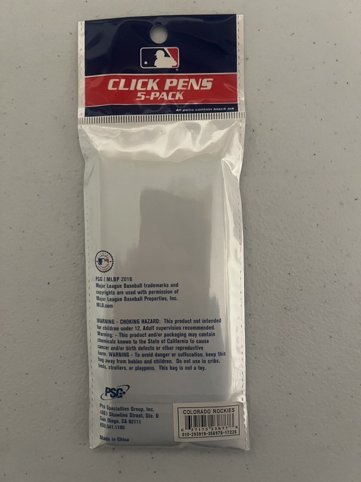 Official MLB Colorado Rockies TEAM LOGO 5-PACK CLICK PENS PURPLE BRAND ...