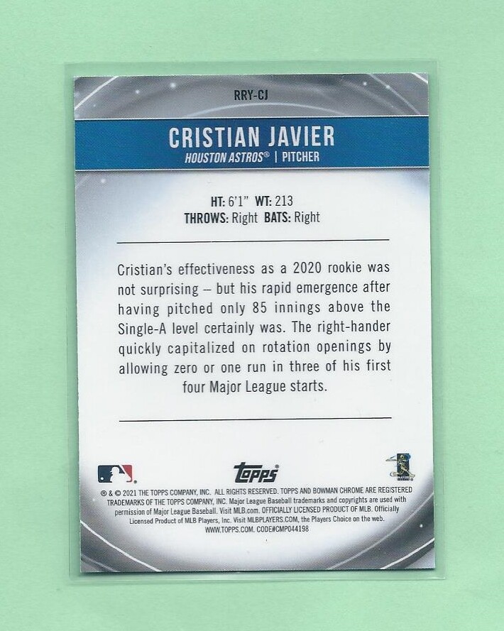 Christian Javier 2021 Bowman Chrome Rookie of the Year Favorites #RRY ...