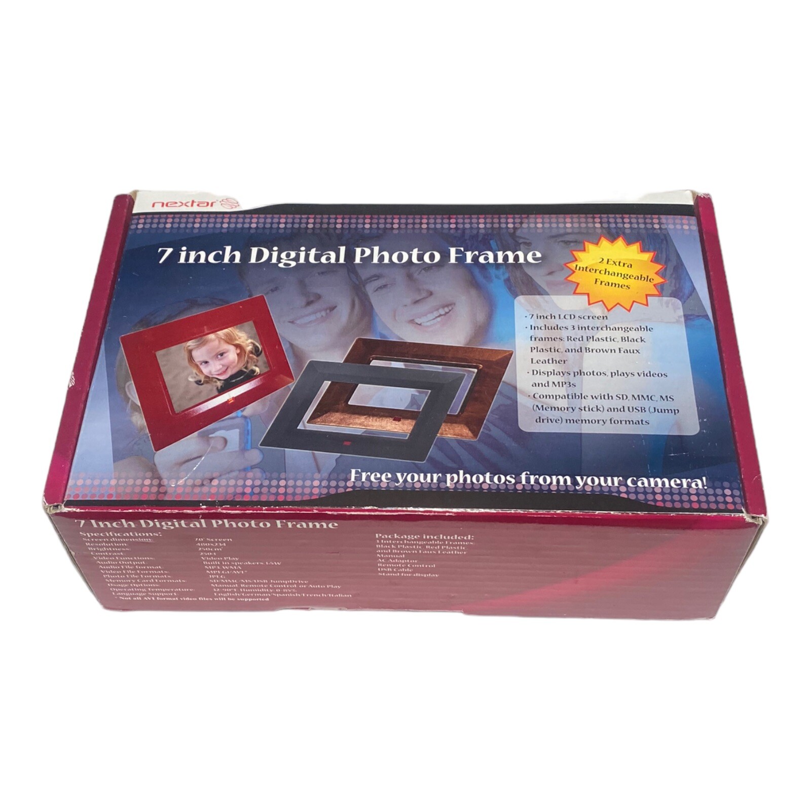 Nextar 7 Inch Digital Photo Frame New In Original Box Black & Red ...