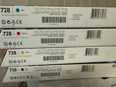 GENUINE HP 728 (F9J68A/F9K15A/F9K16A/F9K17A) INK CARTRIDGE -lot Of 4 ...