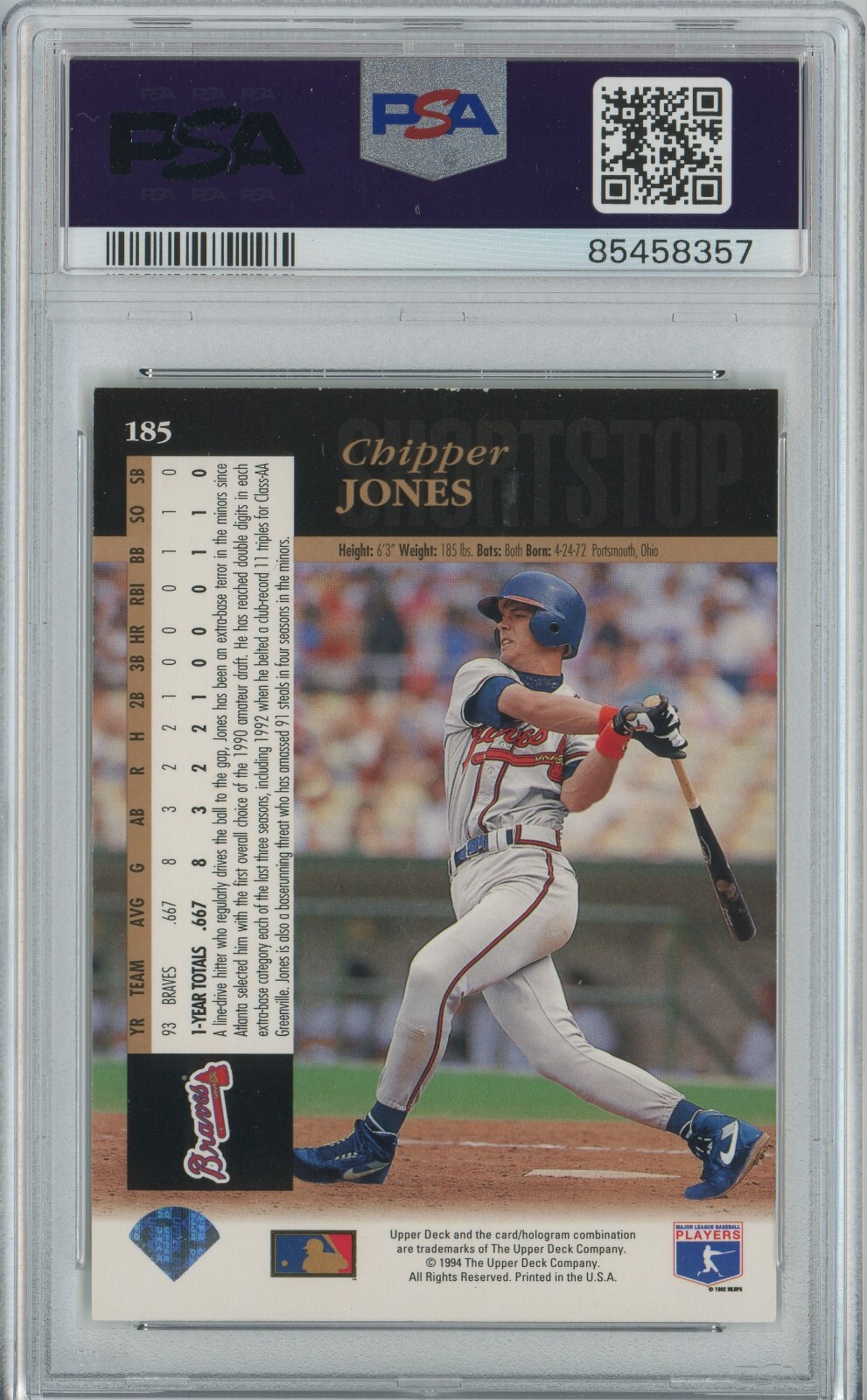 1994 Upper Deck - Electric Diamond #185 Chipper Jones for sale online ...