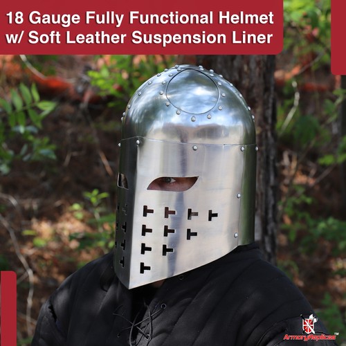 Medieval Great Bucket Helm Knights 20G Steel Templar Crusader Helmet | eBay