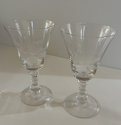 Vintage Fostoria Crystal Etched "Rose" Pattern Wine Glasses - Set of 2 ...