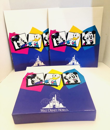 VTG WALT DISNEY WORLD MICKEY MINNIE DONALD 3PC 10”x2” GIFT BOX RARE | eBay