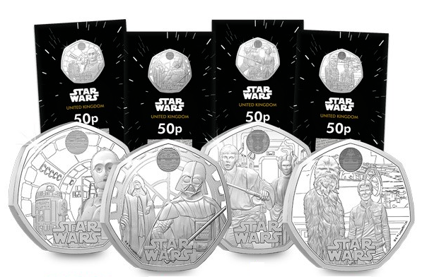 New Star Wars 50p Full Set Of 4 Royal Mint Star Wars Coins Change ...