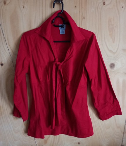 Deep Red Cotton 3/4 Sleeve Shirt Size UK 6 Hardly Worn | eBay