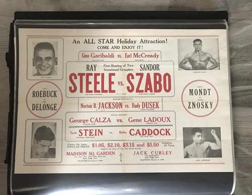 1931 RAY STEELE vs SANDOR SZABO Jim Londos Era Wrestling Foldout Program Poster | eBay