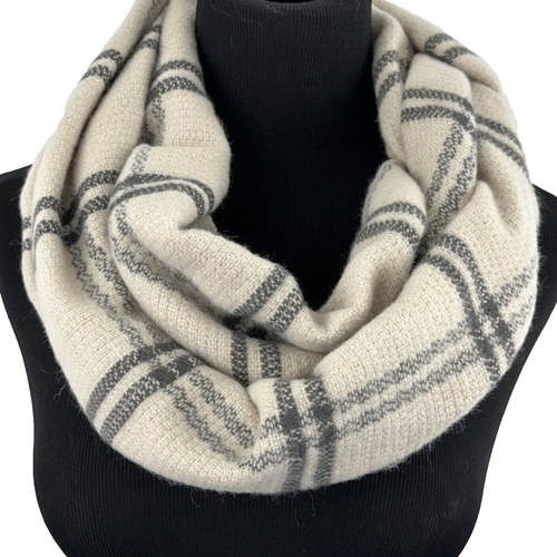 ANN TAYLOR LOFT infinity scarf - NEW 18" neutral plaid loop soft ...