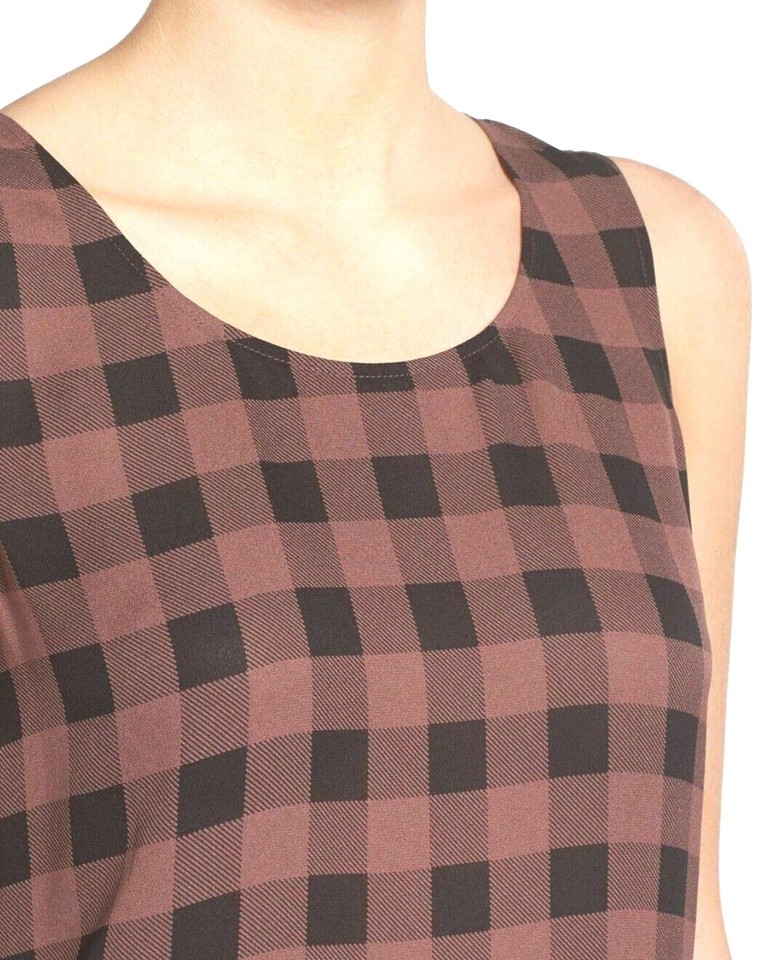 $238 BNWT Eileen Fisher Buffalo Check Printed Silk MAHOGANY Tunic S ...