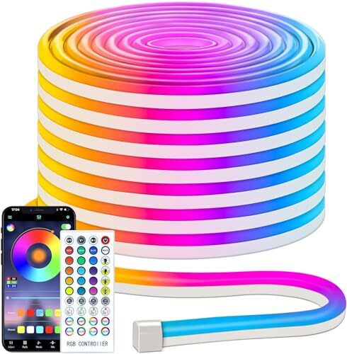 CCILAND 33Ft RGB LED Neon Rope Lights Music Sync Control with App ...