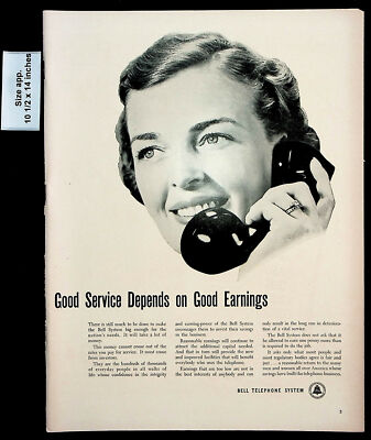 1948 Bell Telephone System Woman Phone Call Good Service Vintage Print ...