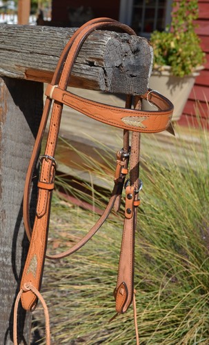 5/8" Flare Browband Headstall with Natural Rawhide Lacing - Natural ...
