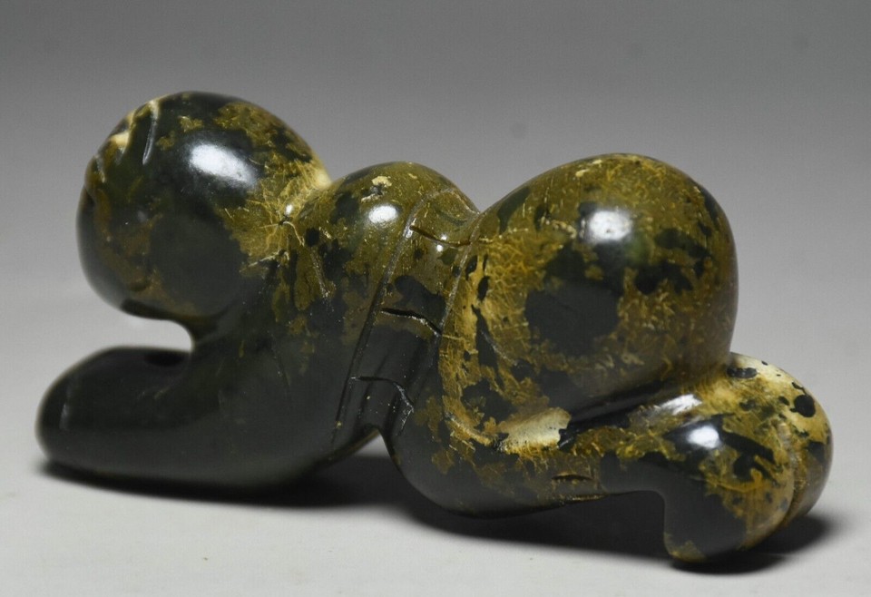 8CM China Hongshan Culture Old Green Jade People Person Servant Amulet ...