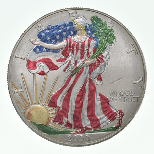 2000 Beautifully Painted/Sticker American Silver Eagle 1 Oz. .999 Fine ...