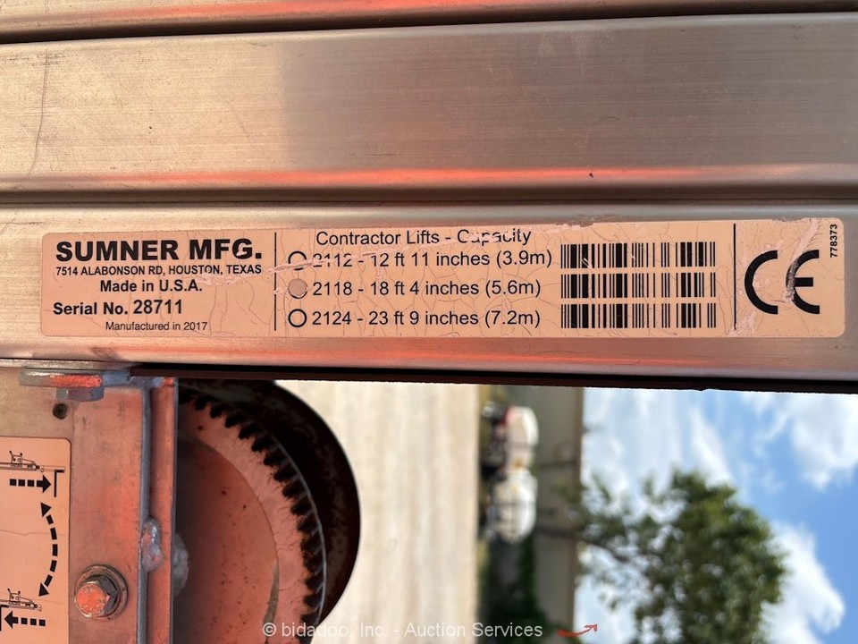 2017 Sumner 2118 18' Portable Material Lift Hoist 650 lbs Capacity Tool ...