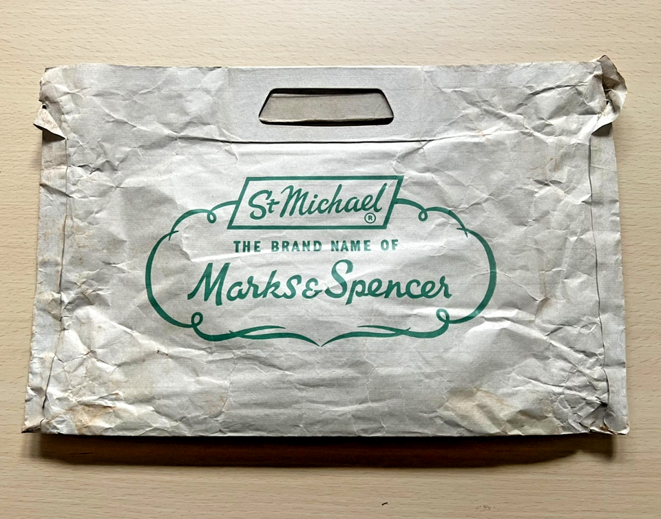 Vintage Marks And Spencers St. Michael Paper carrier Bag, Green Print ...