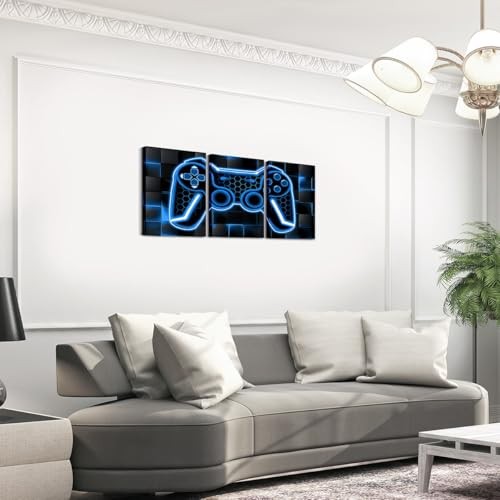 Gamer Canvas Wall Art Gaming Bathroom Wall Art for Home Decor Moon Blue ...