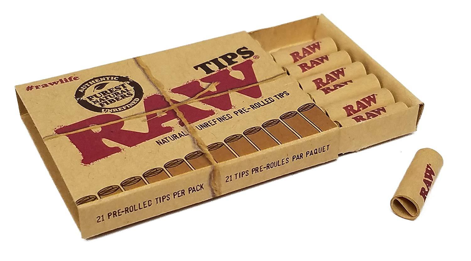RAW Pre-Rolled Filter Tips Smoking Tray Natural Joint Rollie Paper Butt ...