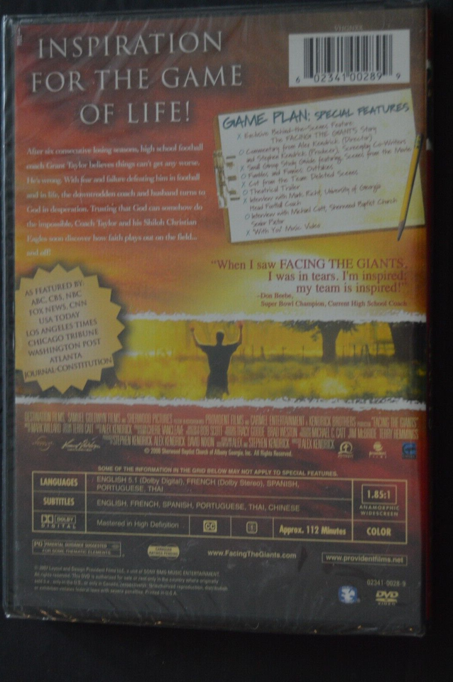 Facing The Giants (DVD, 2007, Special Collector's Edition) New | eBay