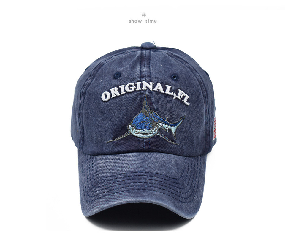 New Washed Embroidered Shark Baseball Cap For Men 2020 Hat Summer ...