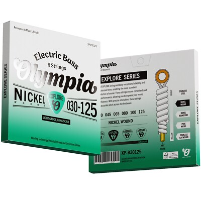 6 String Set Bass Guitar Strings 30-125 Nickel Wound Olympia Explorer ...