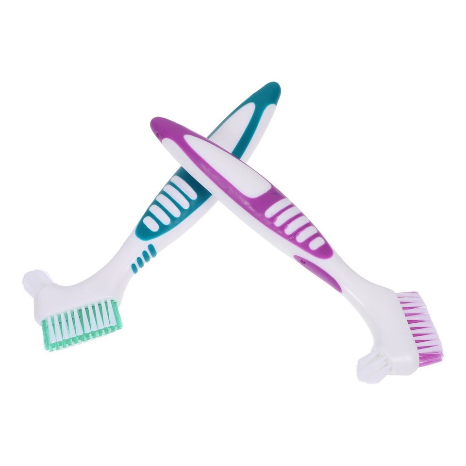 2Pcs Denture Tooth Brush Dual Heads Denture Cleaning Brush Denture ...