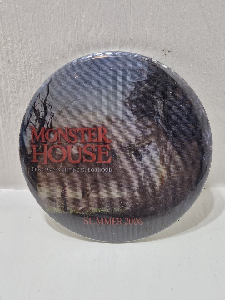Vintage 3" Monster House 3-D Promo Pinback Button Horror Movie Pin 2006 ...