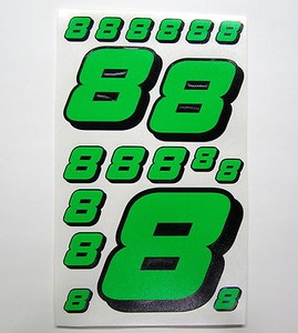 Racing Numbers 8 Decal Sticker Sheet Pack FL Green Black 1/8 1/10 RC ...