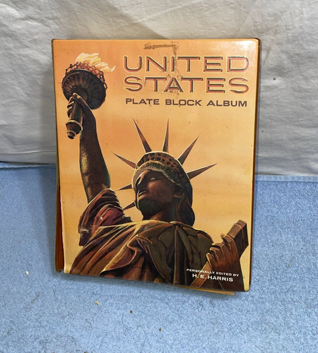 United States HARRIS Vol.B stamp Album PLATE BLOCK 1964-1976 100+ pages ...