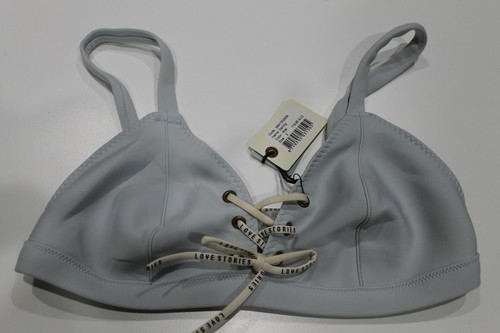 NEW LOVE STORIES LADIES LIGHT GREY TIE SWIM BRA TOP SIZE 2 FITS 14A-14B ...