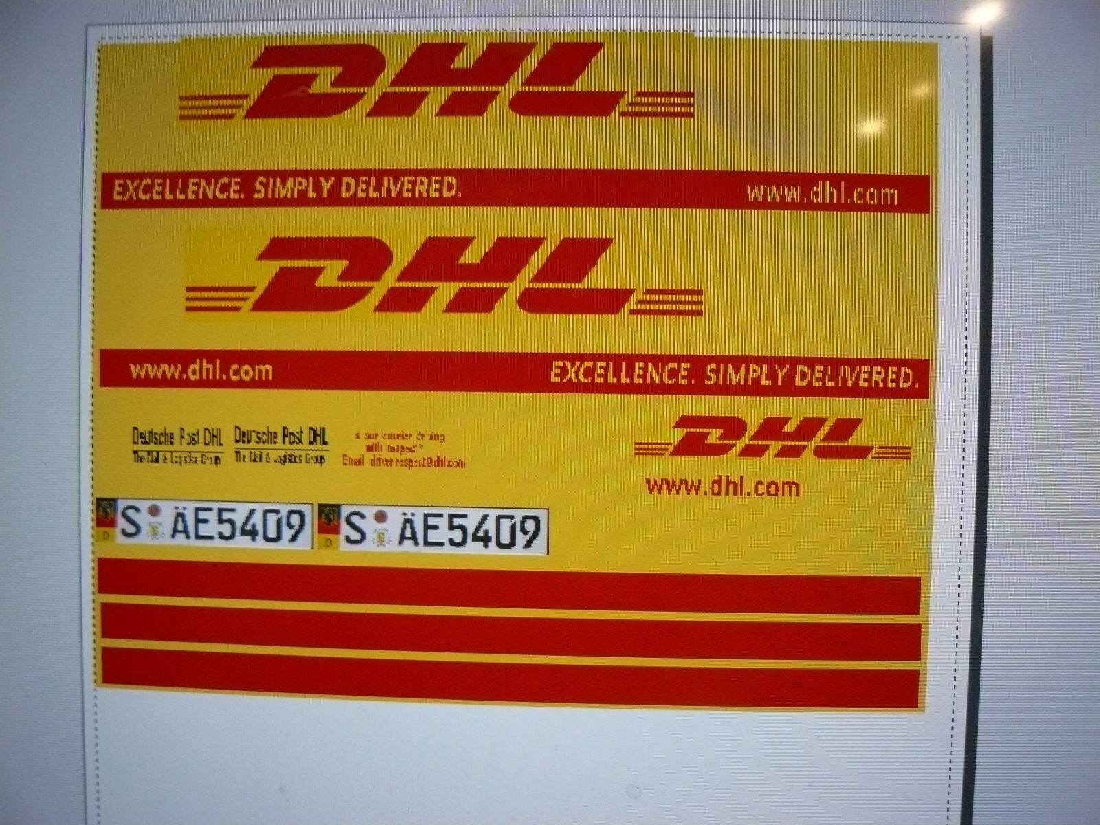 DHL Delivery Van Decals Transit Style 10 scale German Version RC | eBay