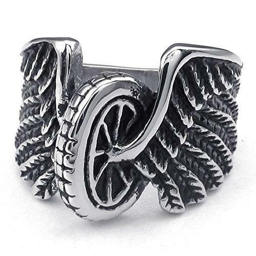 Winged Wheel Ring Stainless Steel Biker Jewelry 27 | eBay