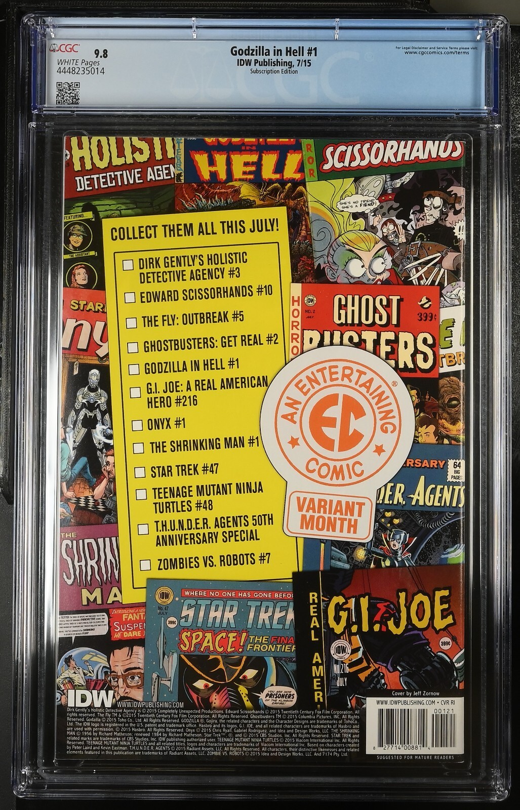 Godzilla in Hell #1 Jeff Zornow Ec Comics Subscription Variant (IDW Publishing July 2015) for ...