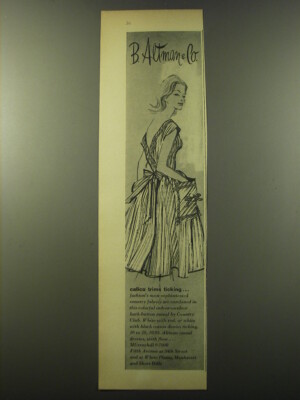 1960 B. Altman & Co Dress Ad - Calico trims ticking | eBay