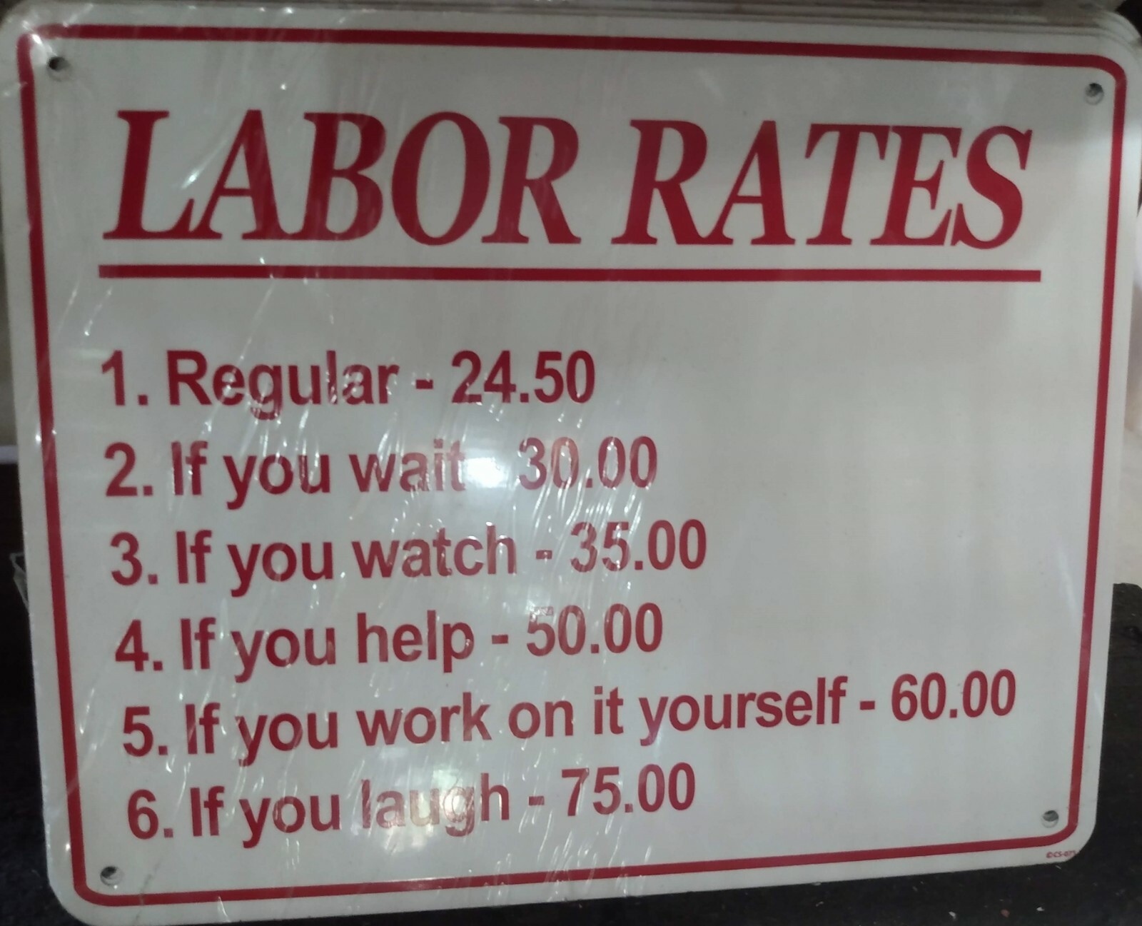 Sarcastic Labor Rates 8”x10” Metal Street Sign | eBay
