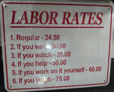 Sarcastic Labor Rates 8”x10” Metal Street Sign | eBay