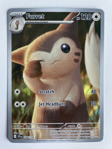 Pokemon TCG: 2025 Journey Together Illustration Rare Furret (168/159 ...