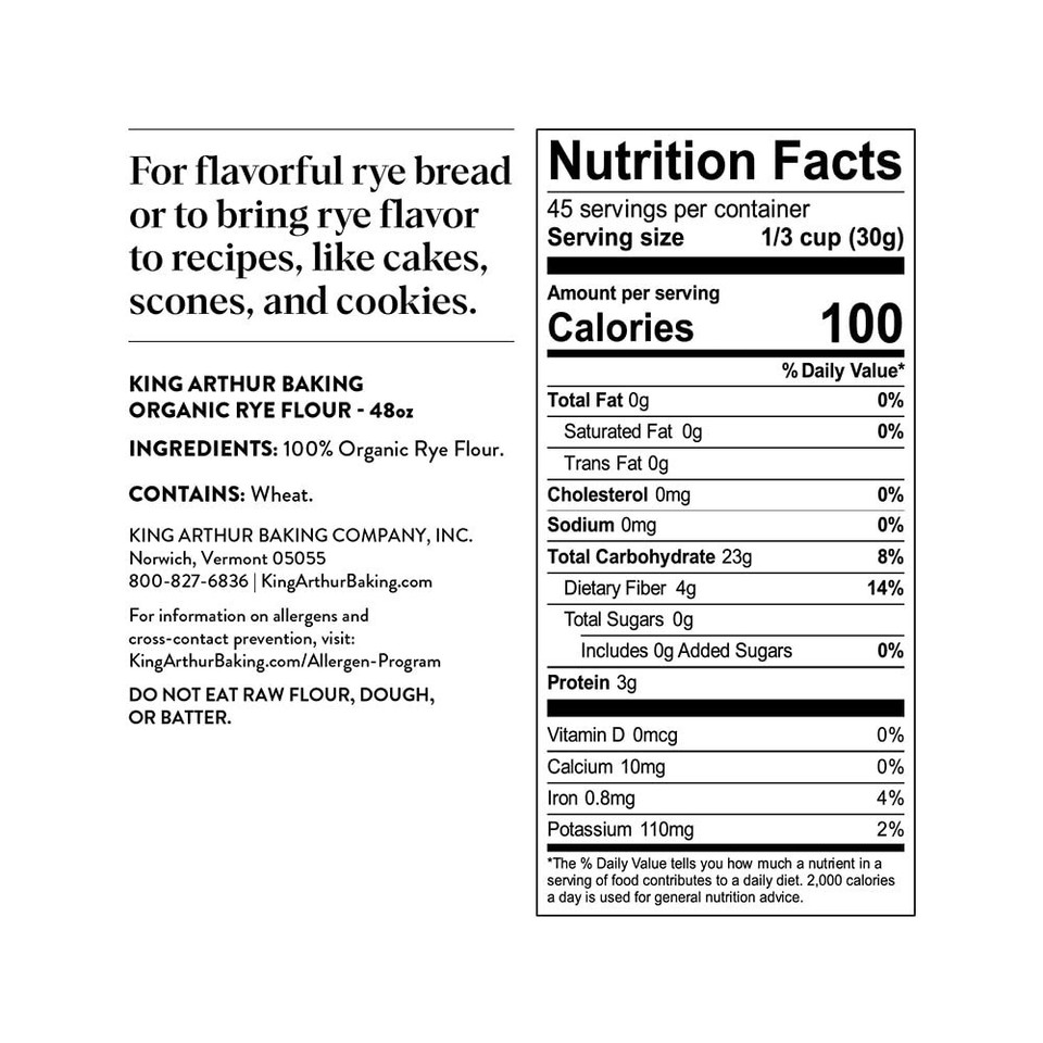 Baking Organic Medium Rye Flour - 3 Lbs for Complex Flavorful Breads ...