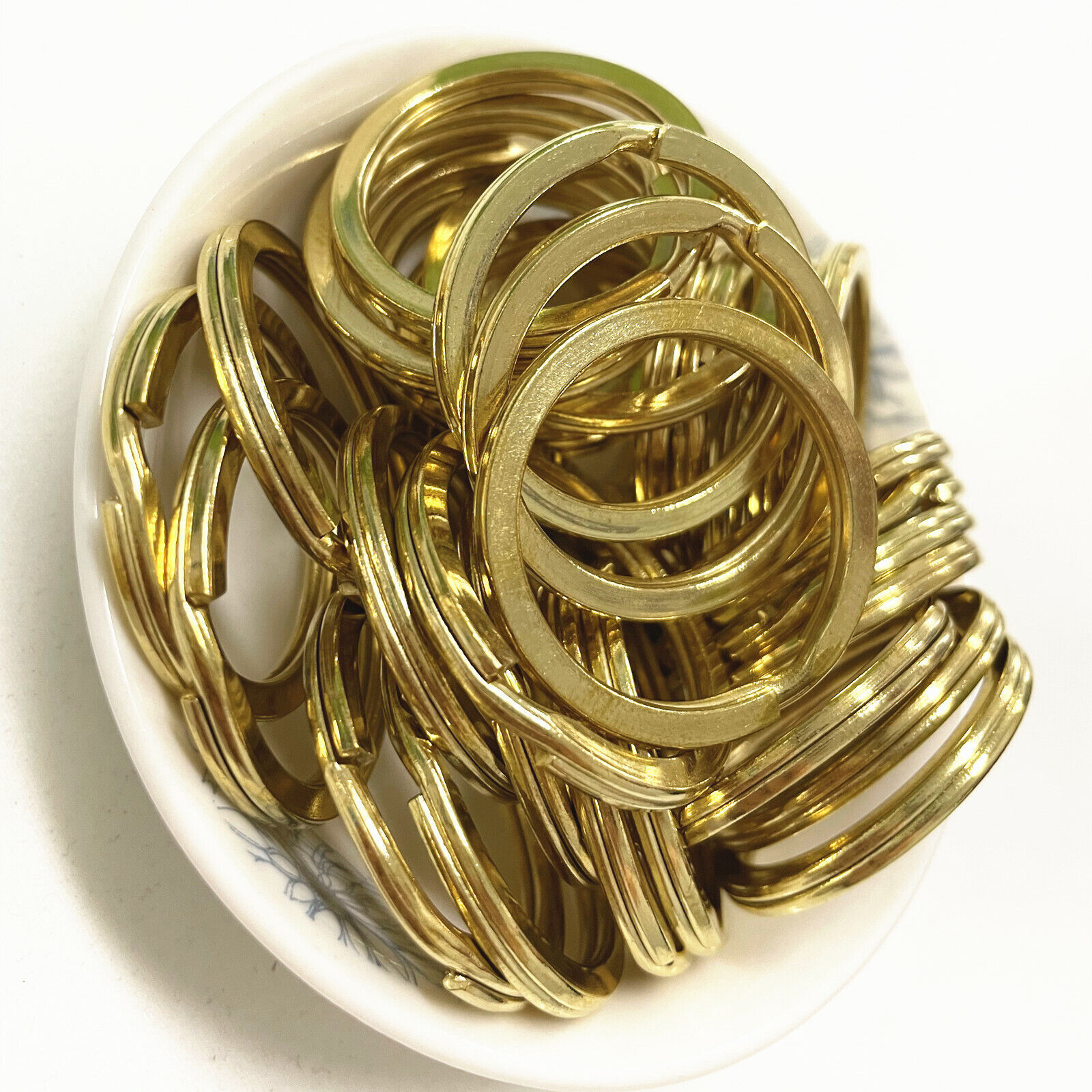 Solid Brass Split Rings Large Key Ring 35mm Flat Double Hook Loop ...