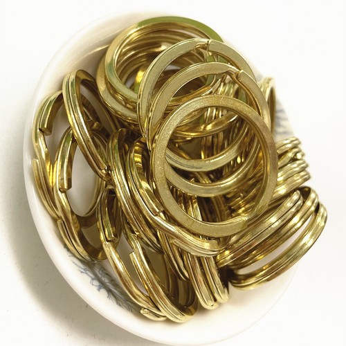 Solid Brass Split Rings Large Key Ring 35mm Flat Double Hook Loop ...