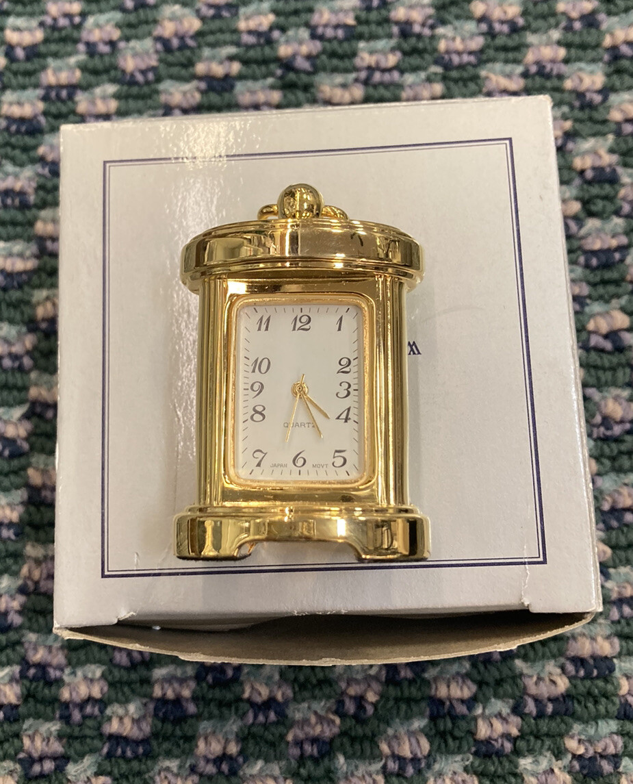 Wallace Silversmiths Gold Mini Carriage Clock (1.2 in X 2 in X 0.8 in ...