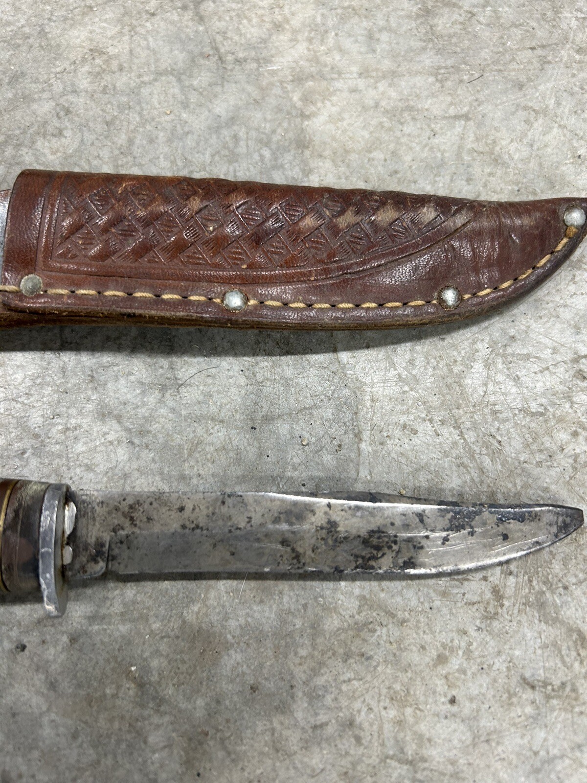 Vintage leather grooved handle knife Hunting Sheath Included | eBay