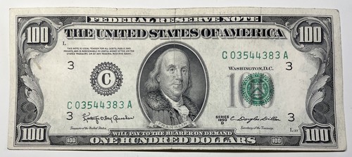 1950 D $100 Hundred Dollar Bill Federal Reserve Note Philadelphia ...